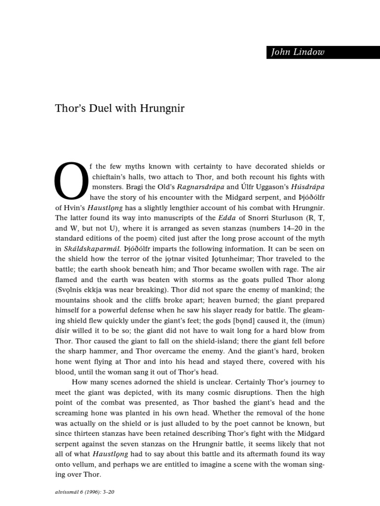 Thor's Duel With Hrungnir, by John Lindow | PDF | Norse Mythology ...