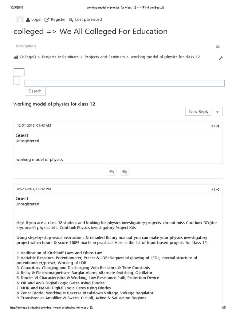 Working Model of Physics For Class 12 - (Find The Best PDF | PDF ...