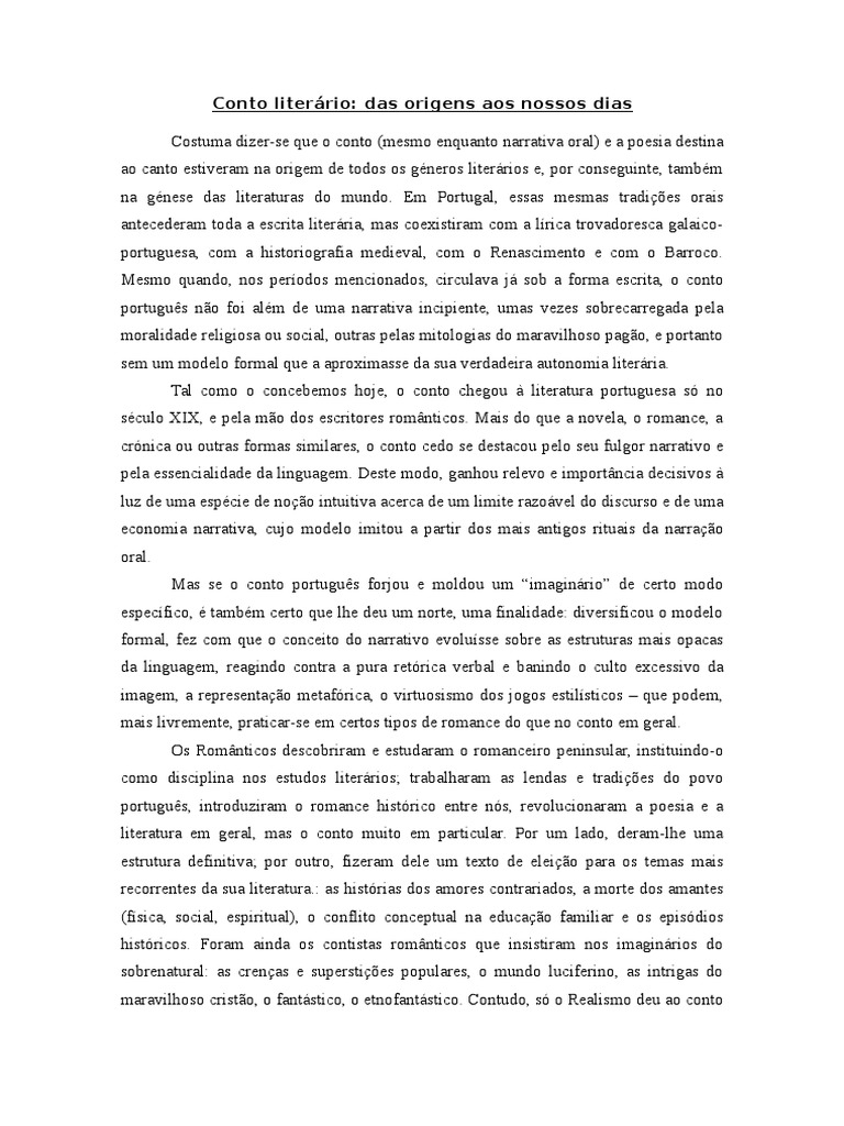 Conto Literário | PDF | Realismo (Artes) | Contos