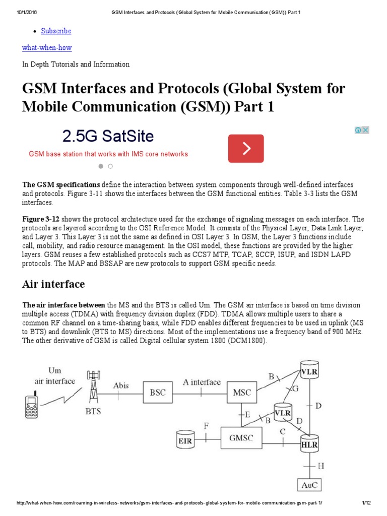 GSM Interfaces and Protocols (Global System For Mobile Communication (GSM) ) Part 1 | PDF | Gsm ...