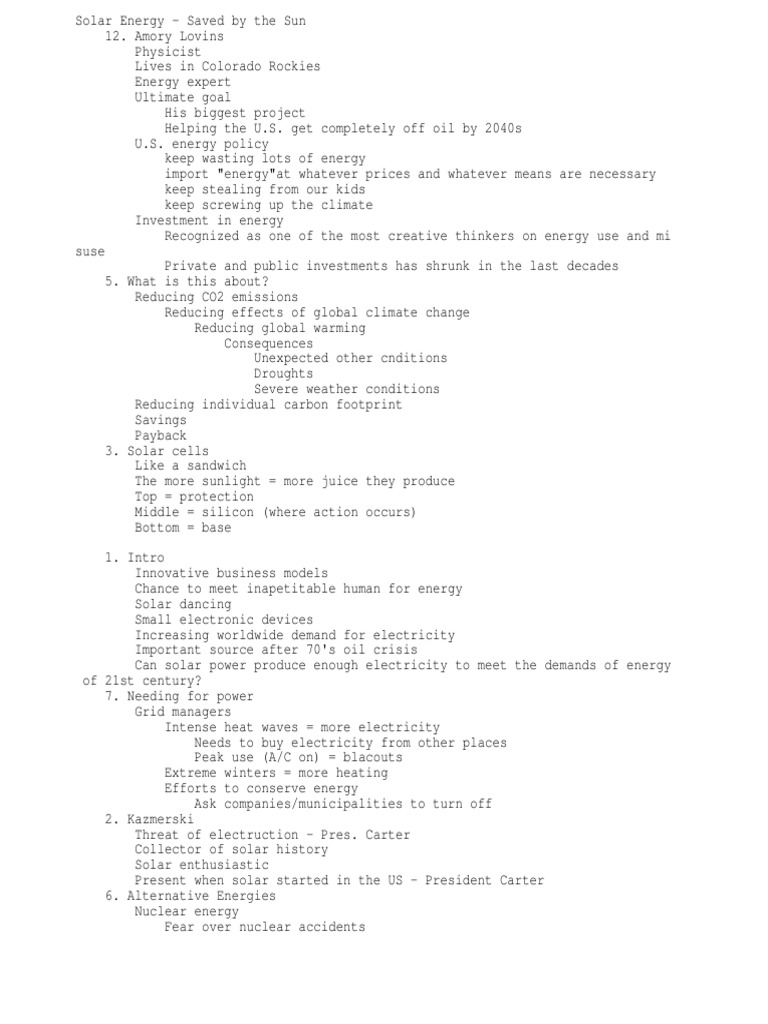 Mind Map of Solar Energy Saved by The Sun | PDF | Solar Energy | Solar ...