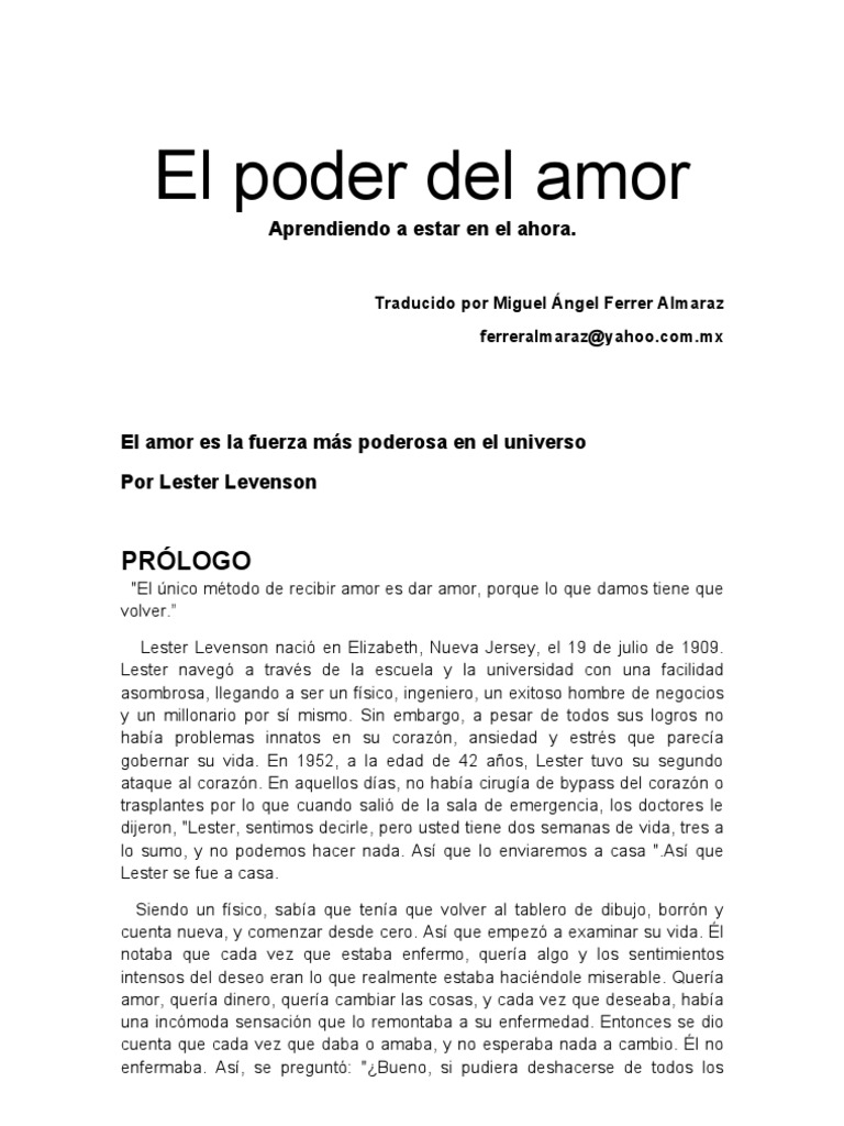 El Poder Del Amor (Español) | PDF | Amor | Felicidad