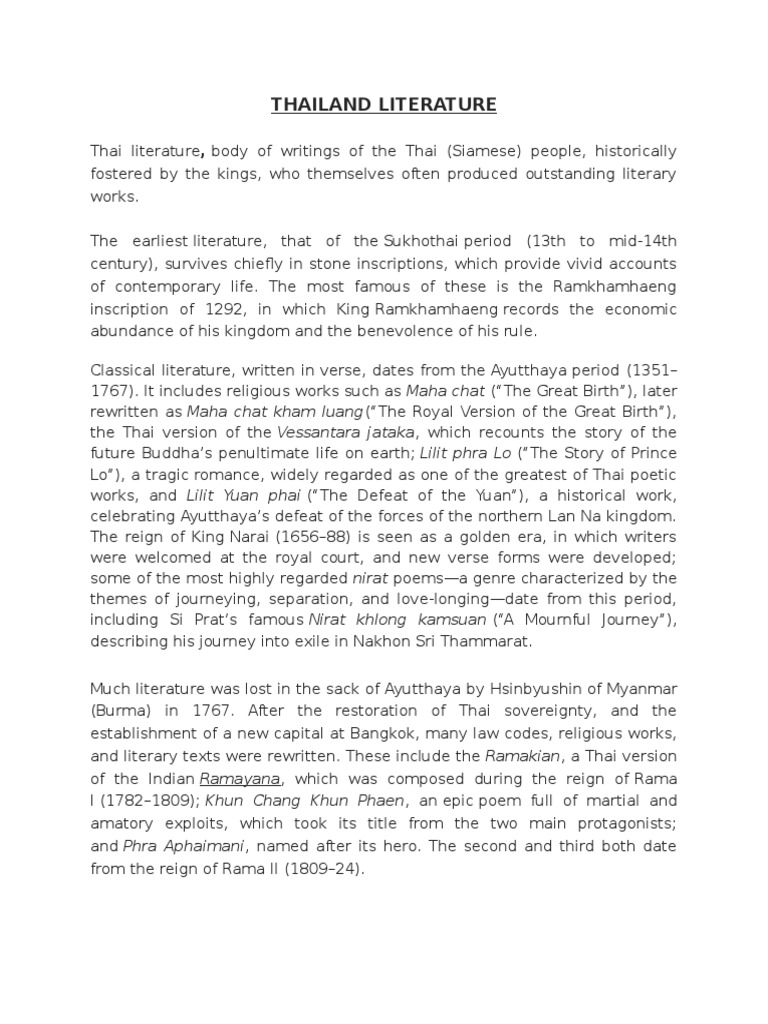 Thailand Literature | Poetry | Fiction & Literature