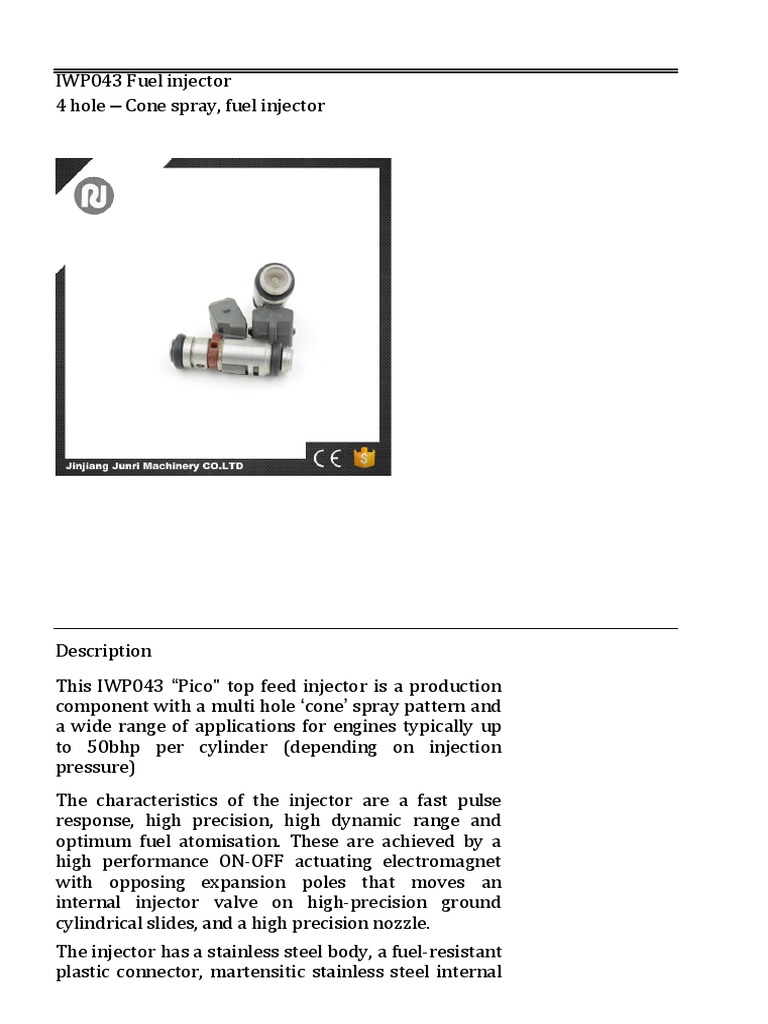 Magneti Marelli / Weber IWP043 Injector | PDF