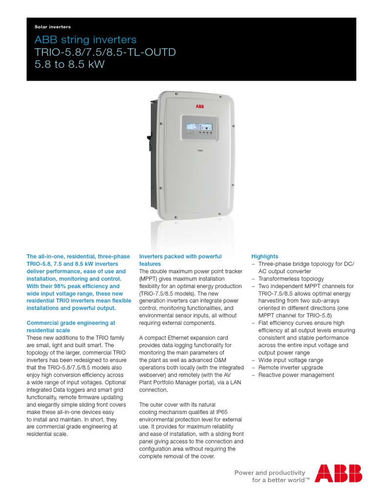 ABB Inverter Specifications | Power Inverter | Direct Current