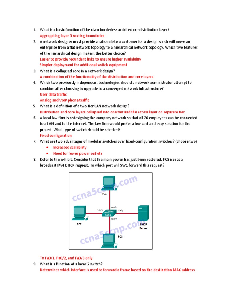Cisco 1 Exams 1-6 | PDF | Network Switch | Ip Address