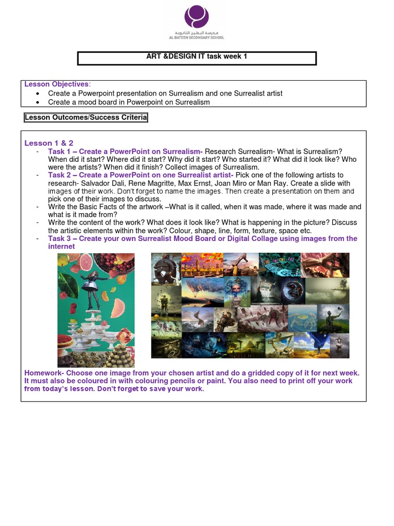 Surrealism Powerpoint Student Task | PDF | Surrealism | Art Media