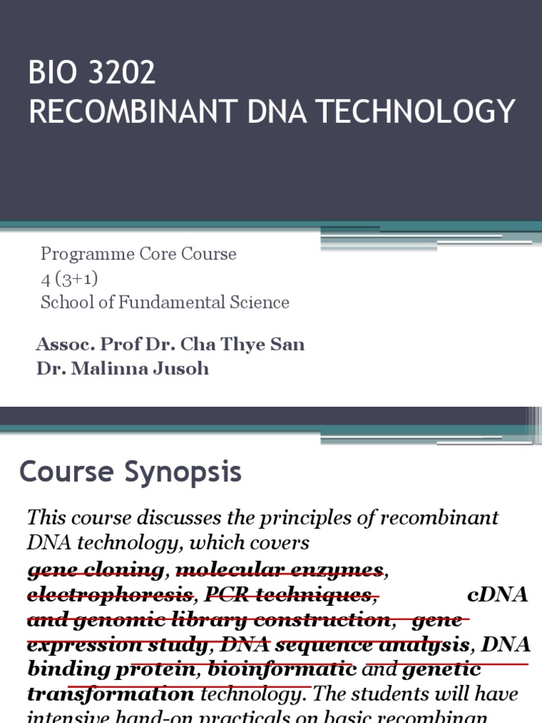 Lecture 1-Introduction To RDNA | PDF | Recombinant Dna | Francis Crick