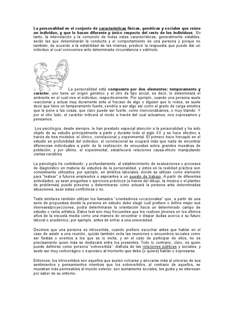 La Personalidad Es El Conjunto de Características Físicas | PDF ...