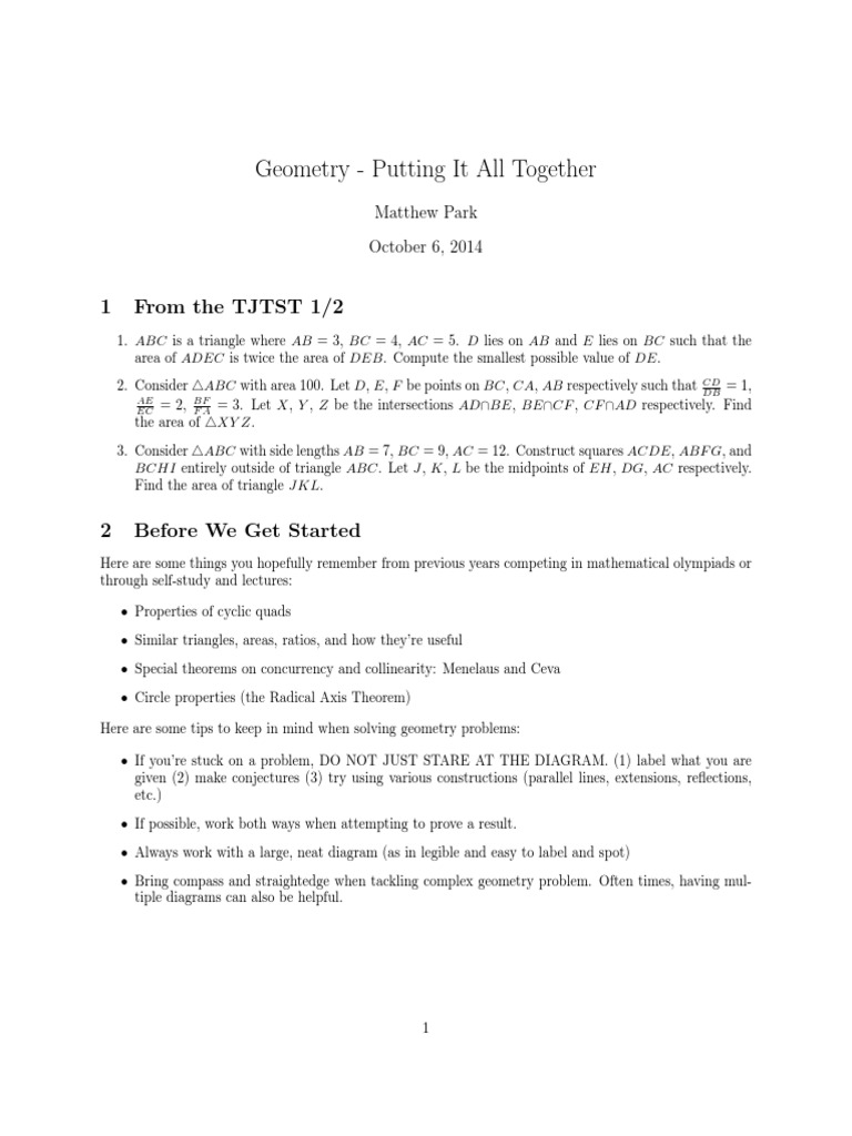 Geometry - Key Concepts and Problems | PDF | Triangle | Euclid