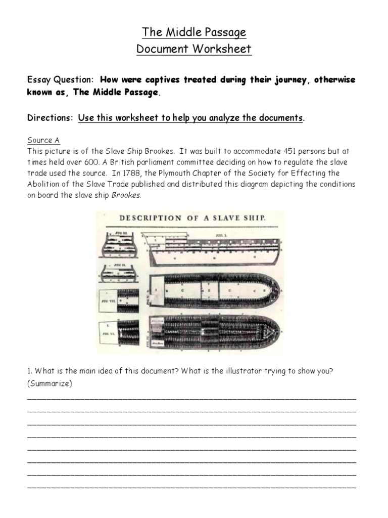 Middle Passage Document Worksheet | PDF | Olaudah Equiano | Unfree Labour