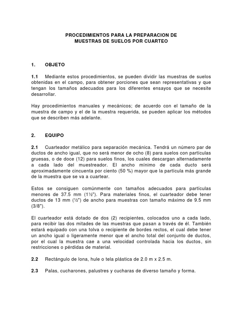 Cuarteo de Muestras | PDF | Science | Ingeniería