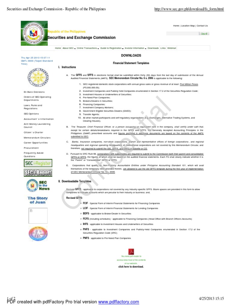 When to File GFFS | U.S. Securities And Exchange Commission ...