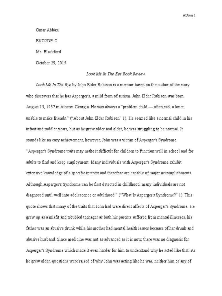 Look Me in The Eye Book Review Look Me in The Eye by John Elder Robison ...