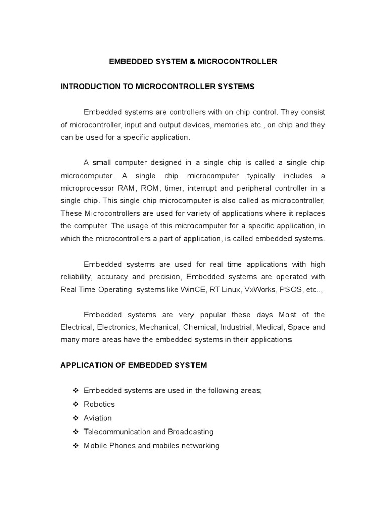 Embedded System & Microcontroller | PDF | Embedded System | Microcontroller