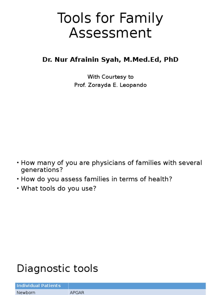 Tools For Family Assessment | PDF | Health Sciences | Medical Specialties