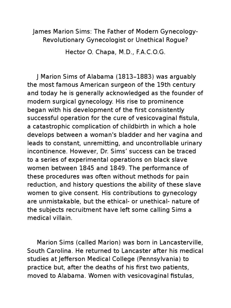 James Marion Sims | PDF | Surgical Specialties | Health Sciences