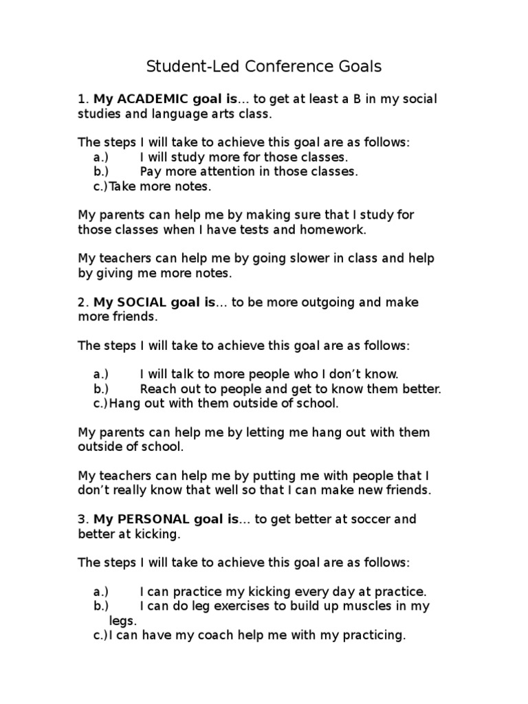 Student Conference Goal Setting Guide | PDF