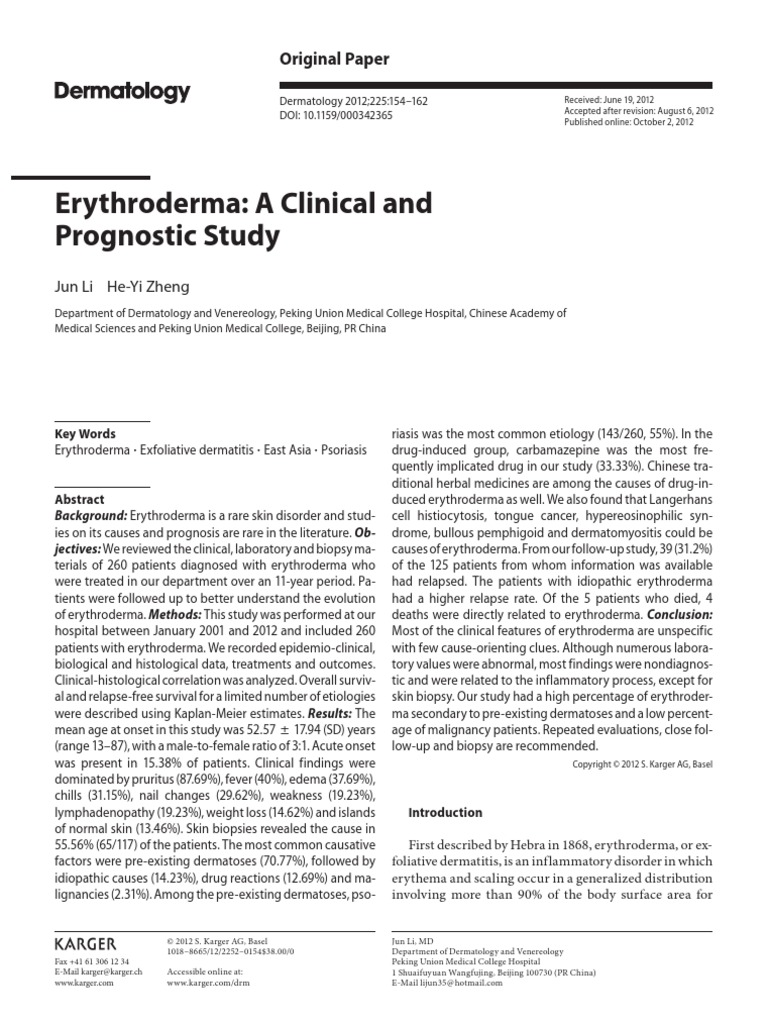 Erythroderma: A Clinical and Prognostic Study: Original Paper | PDF ...