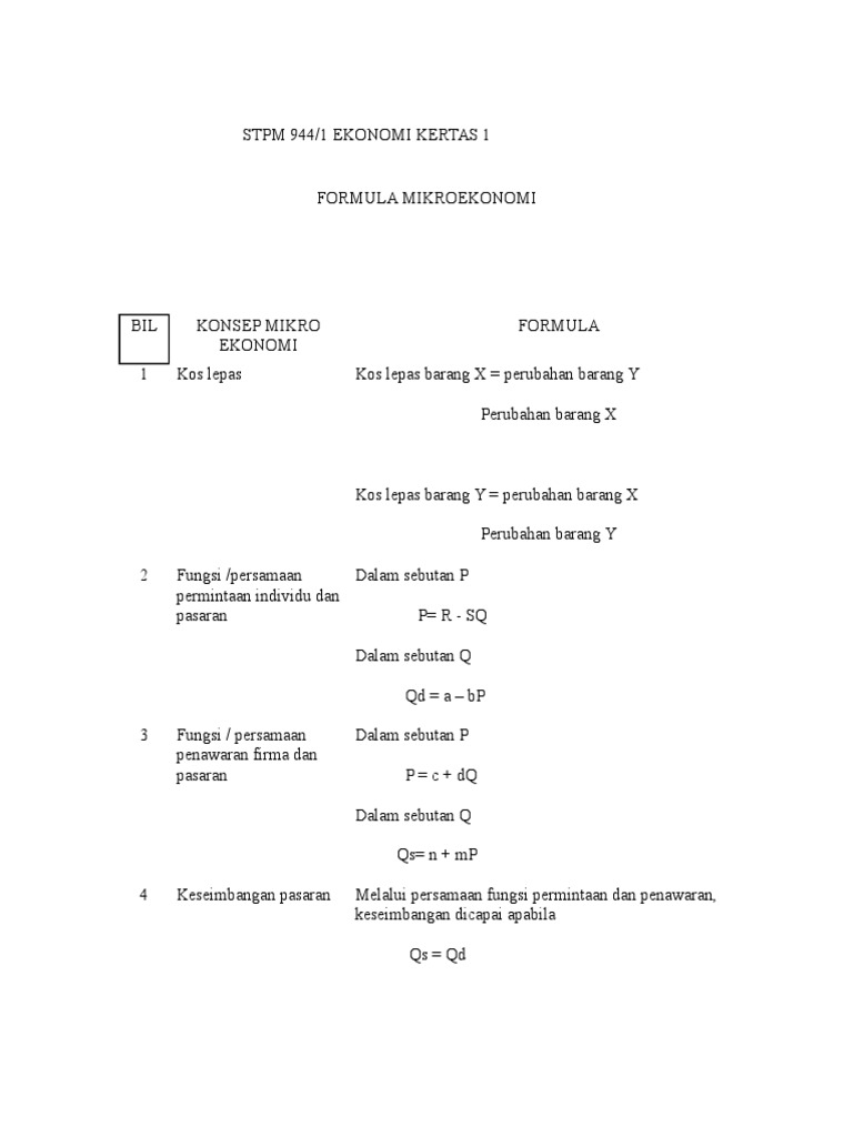 Formula Ekonomi | PDF