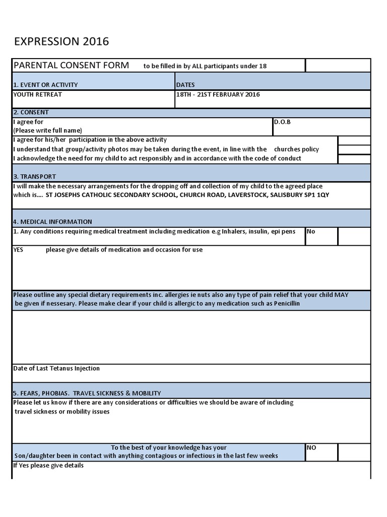 Consent Form Under 18s | PDF