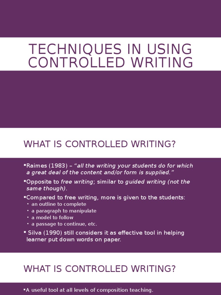 Techniques in Using Controlled Writing | PDF | Sentence (Linguistics ...
