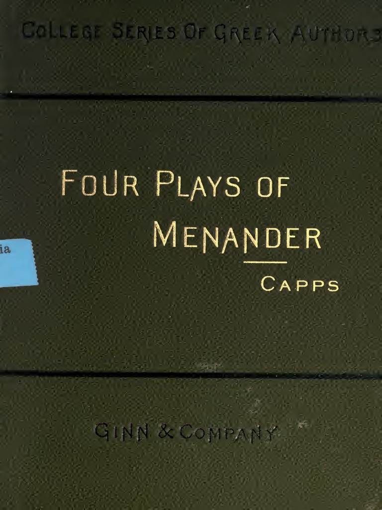 MENANDER 4 Plays | PDF | Art | Classics