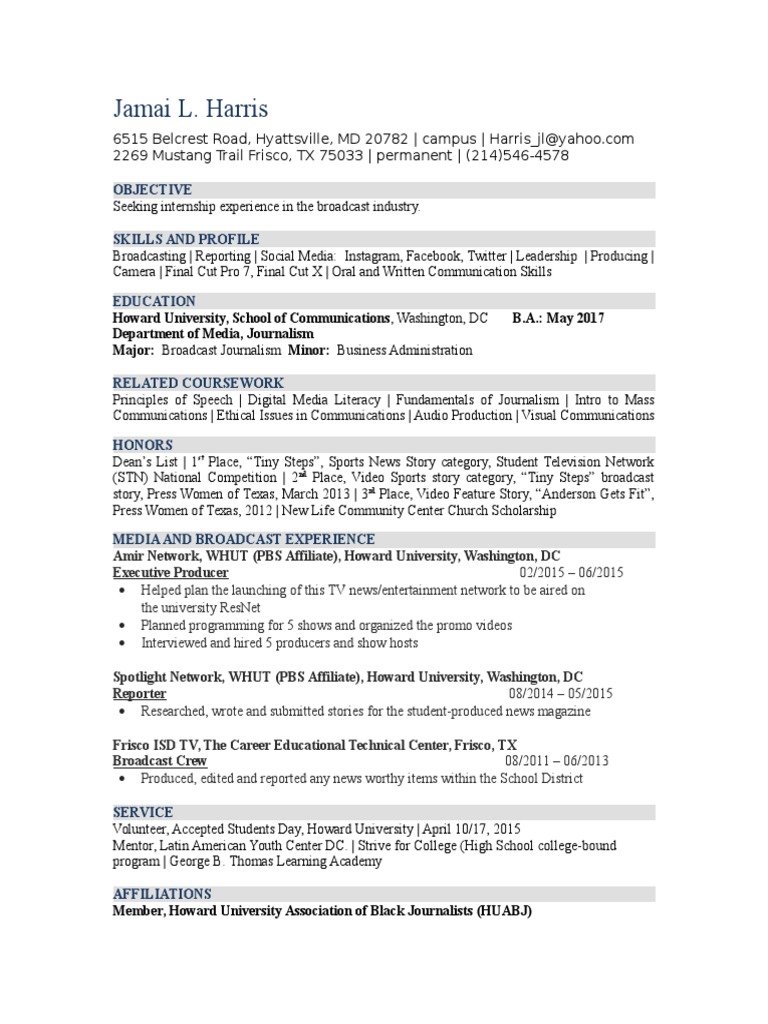 Jamaiharris 2015 Resume | PDF