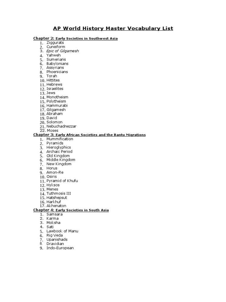 AP World History Vocabulary Overview | PDF