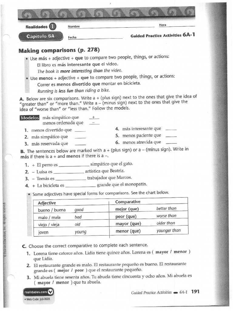 Spanish 6a Workbook | PDF