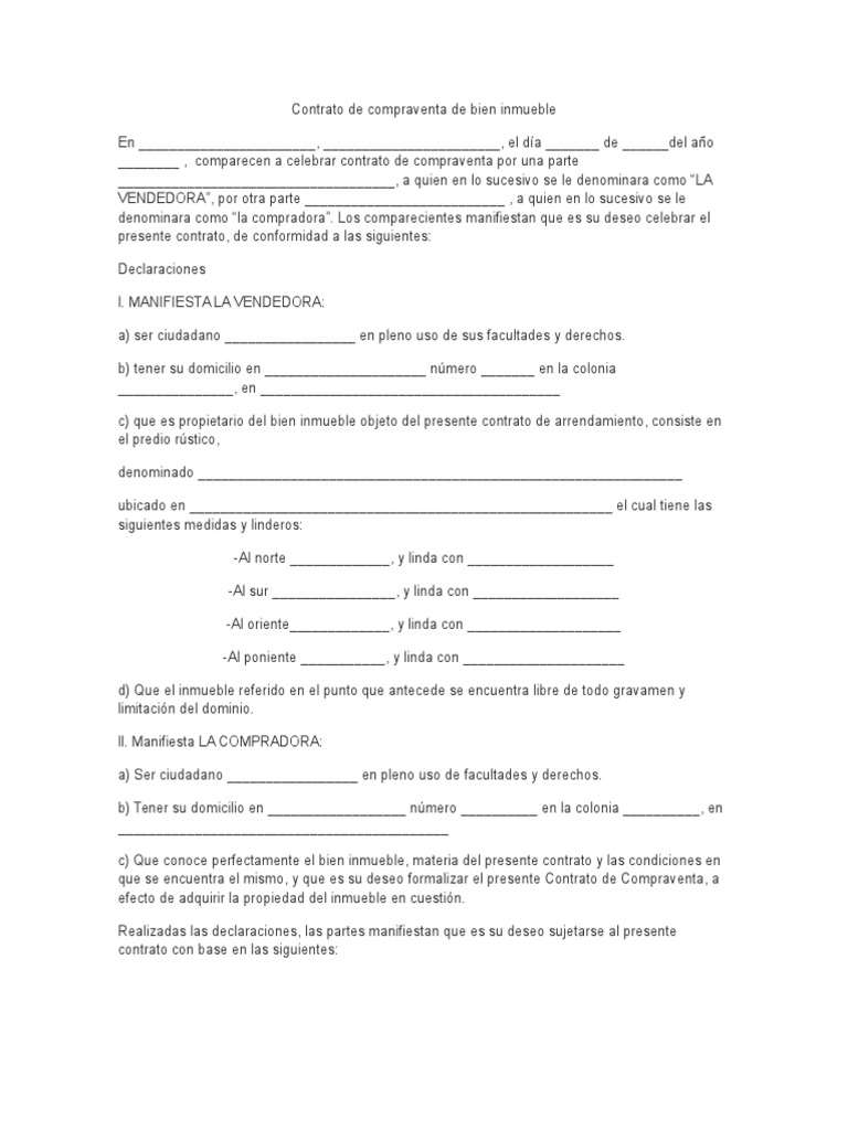 Contrato De Compraventa A Plazos De Bien Inmueble Modelo Contrato