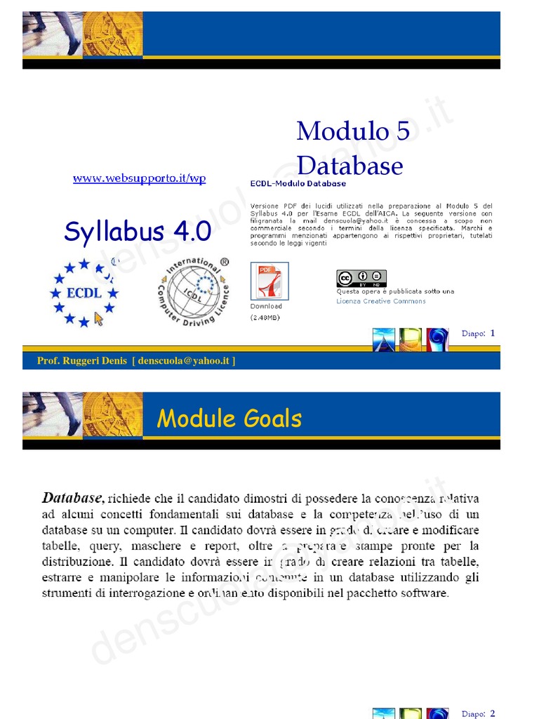 Ecdl Modulo 5 Database | PDF