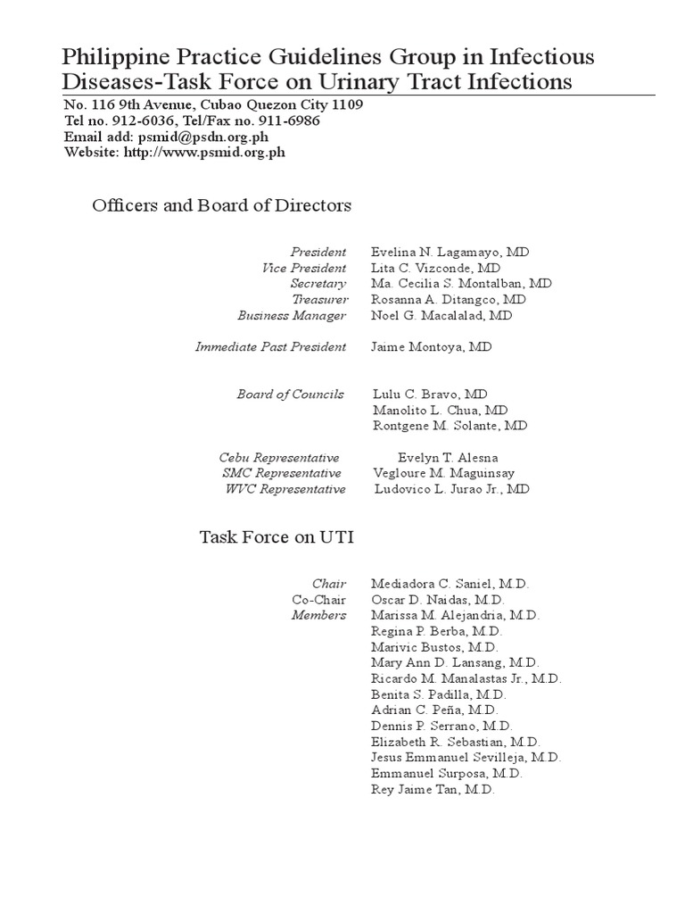 Philippine Practice Guidelines Group in Infectious Diseases-Task Force ...