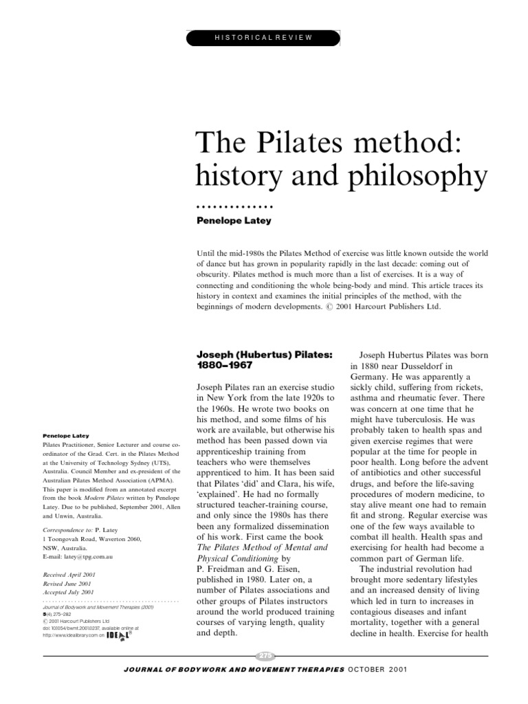 The Pilates Method History and Philosophy | PDF | Pilates | Physical ...