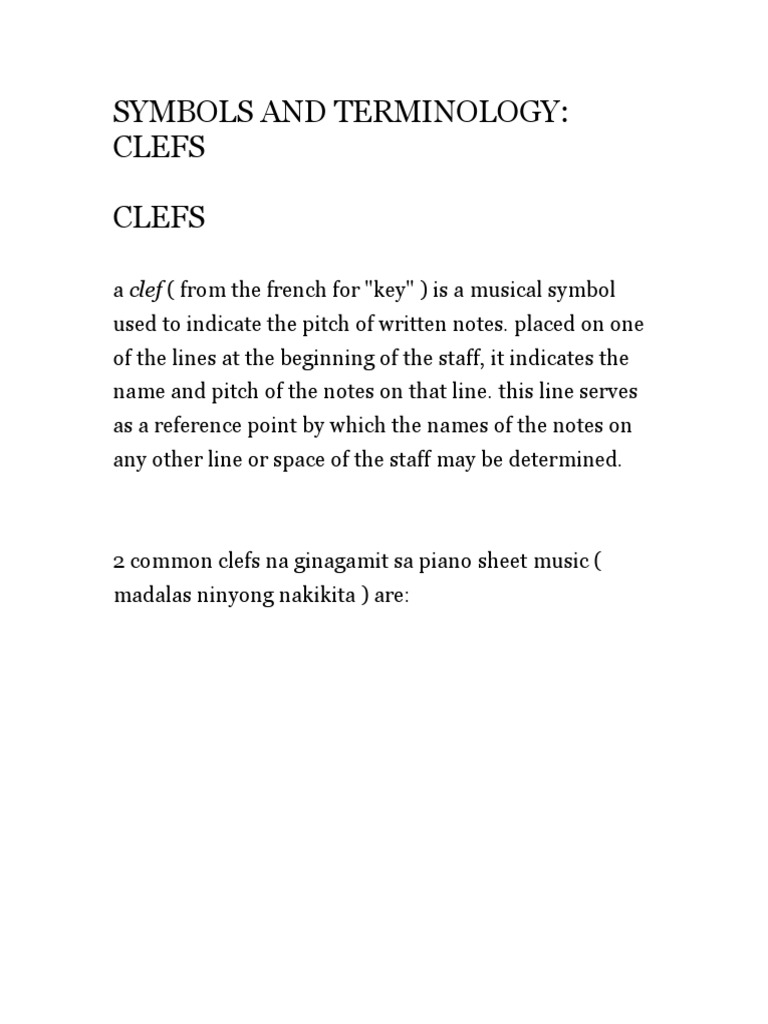 06 Symbols and Terminology (Clefs) | PDF