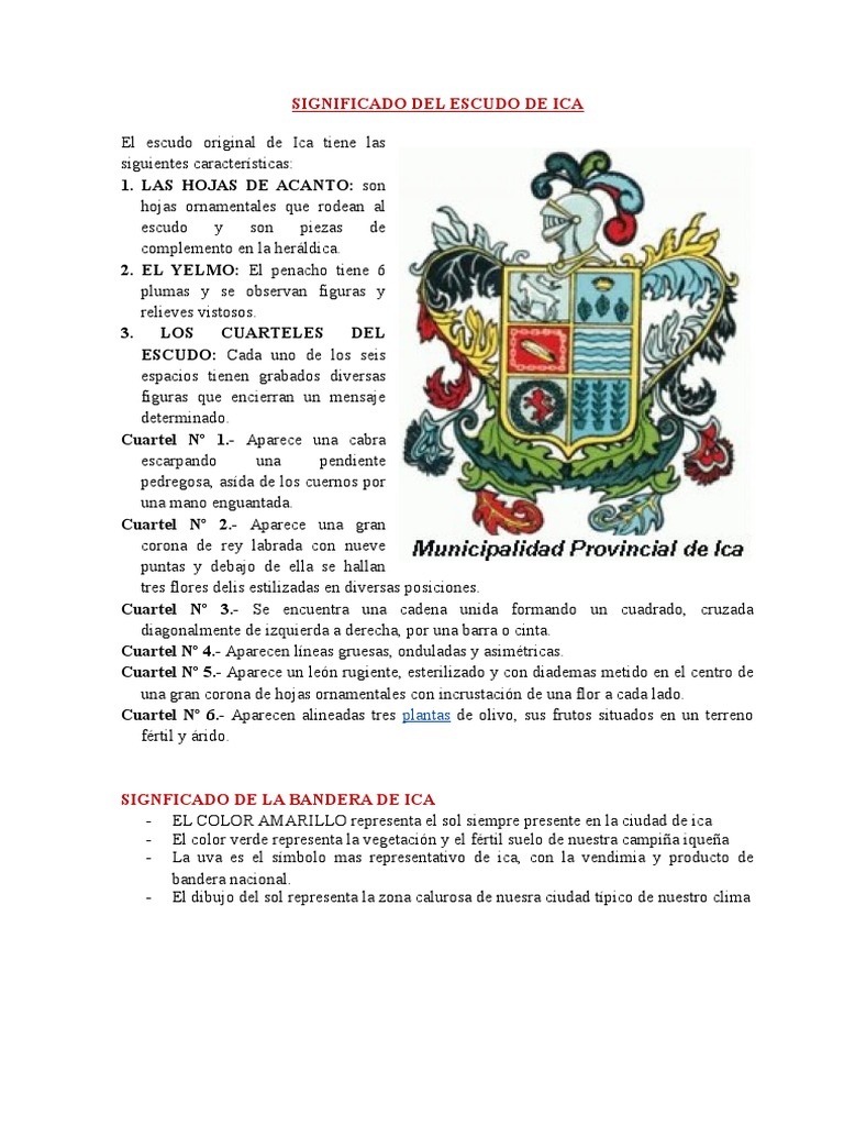 Historial y Significado Del Escudo de Ica | PDF | Los símbolos | Naturaleza