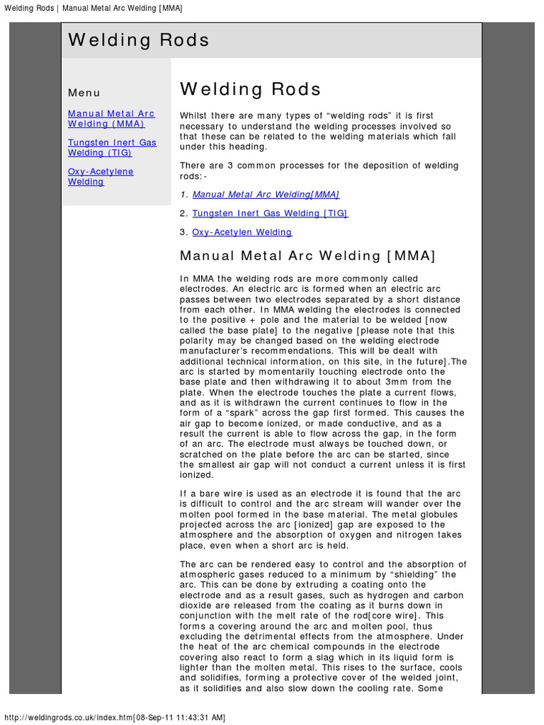 Welding Rods Welding Rods: Manual Metal Arc Welding (MMA) | PDF ...