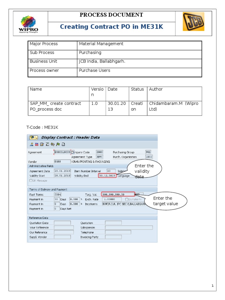SAP MM Contract Process | PDF