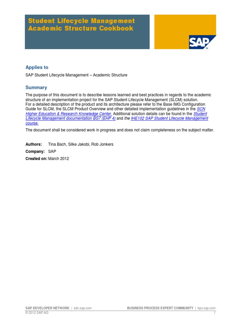 SAP SLCM - Product Architecture | PDF | Business Process | Academic Degree