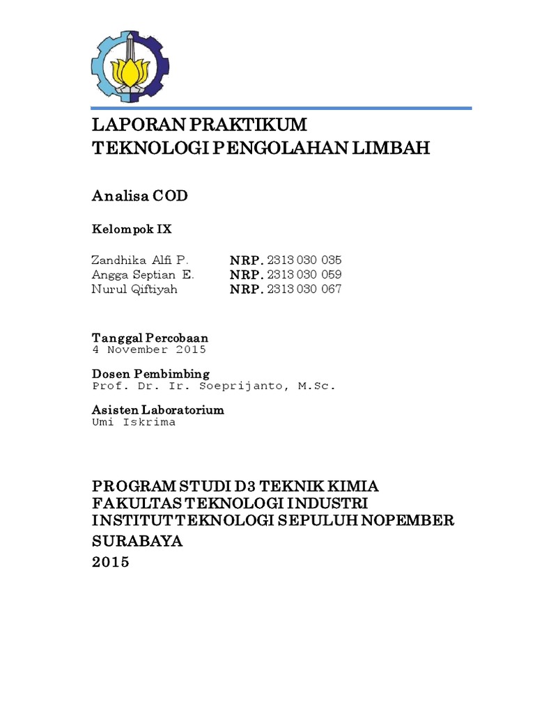 Laporan Praktikum Teknik Pengolahan Limbah COD | PDF