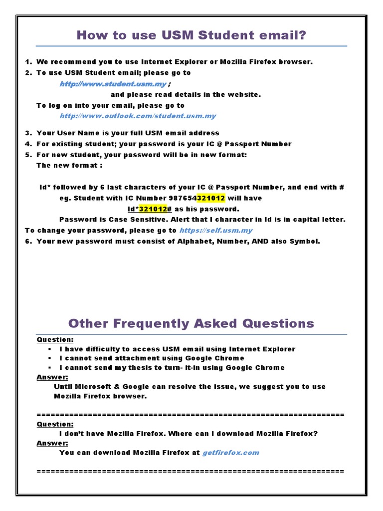 How To Use USM Student Email | PDF | Business