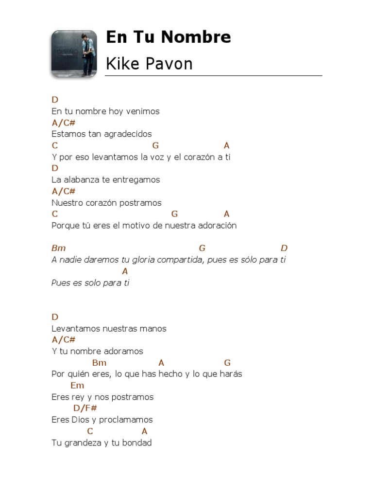 Acordes (Kike Pavon), en Tu Nombre | PDF