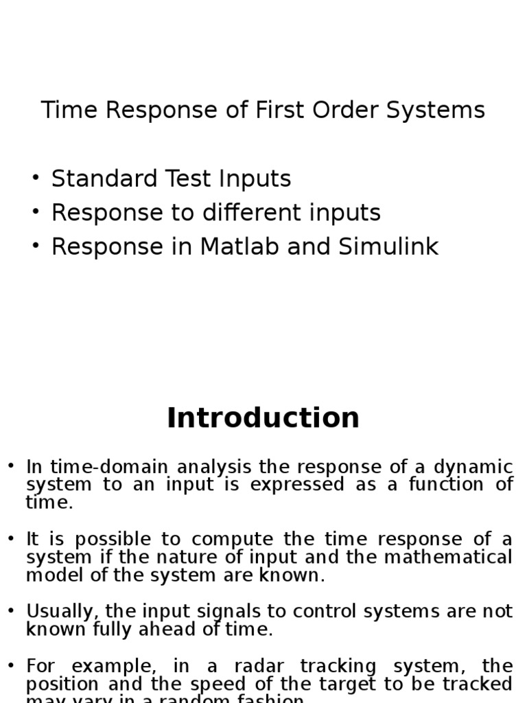 First Order Systems | PDF | Signal (Electrical Engineering) | Steady State