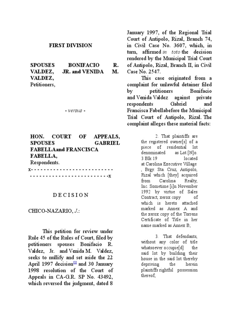 Accion Publiciana Case | Download Free PDF | Complaint | Lawsuit