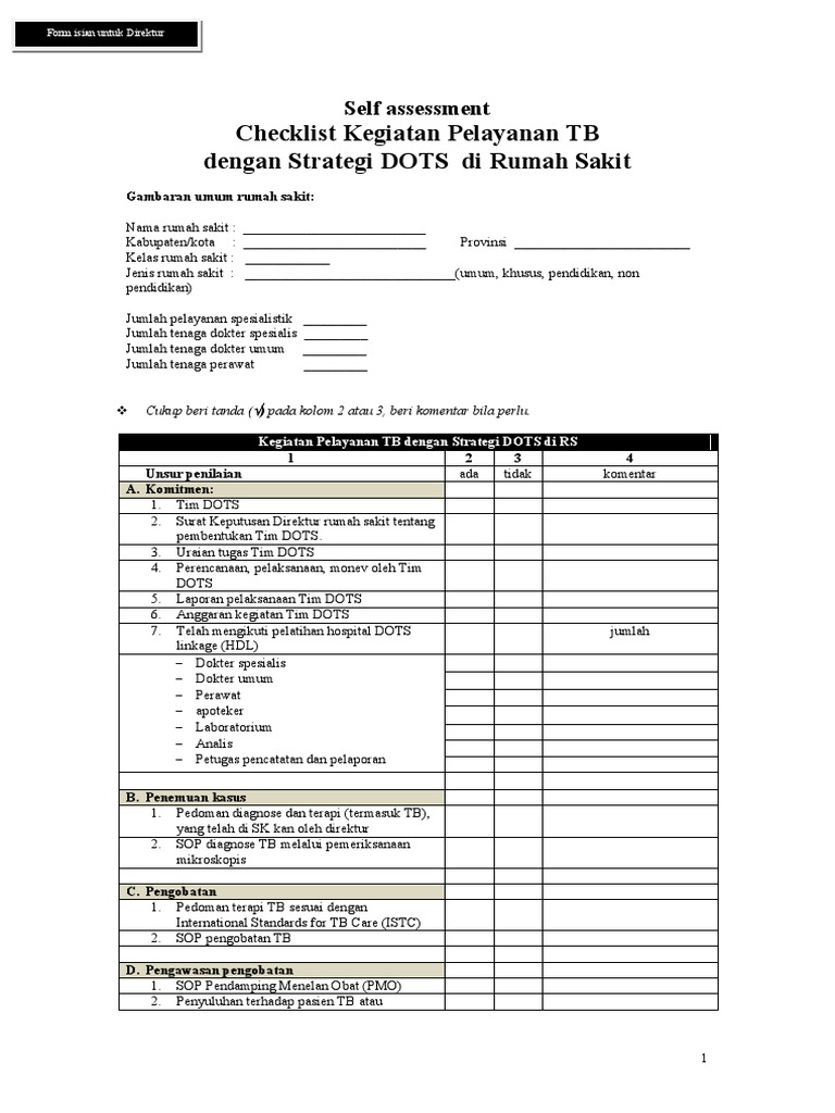 Form Self Assessment Untuk Direktur | PDF