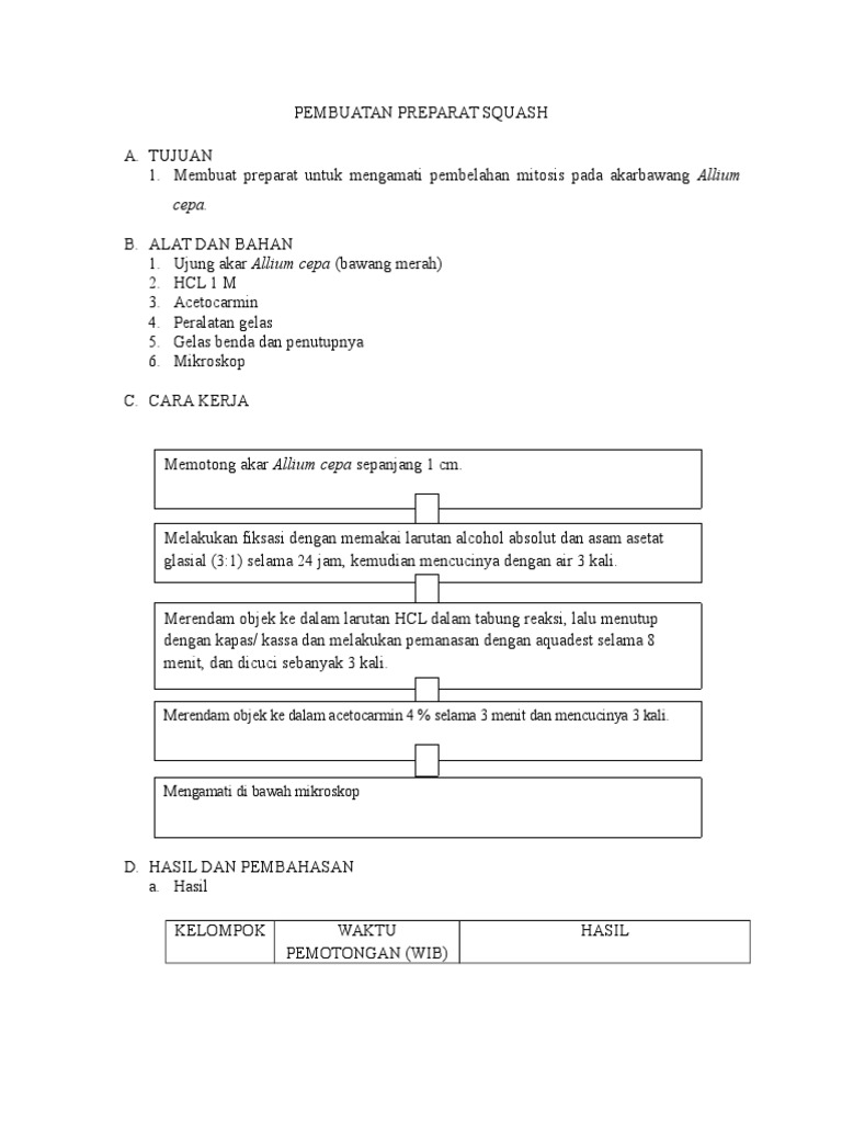 Pembuatan Preparat Squash | PDF | Sains & Matematika