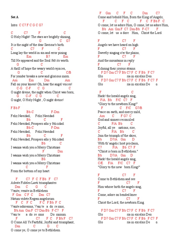 Christmas Songs Medley with Chords | PDF | Christmas | December Observances