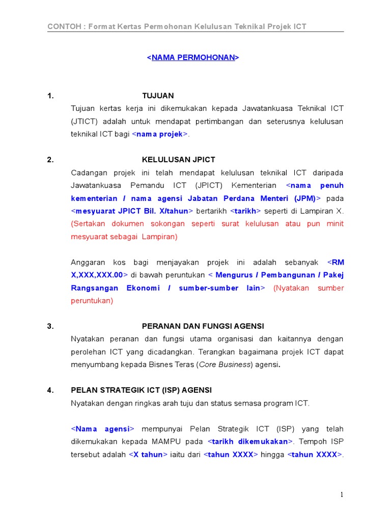 Contoh Format Kertas Kerja JTICT & Senarai Semak | PDF