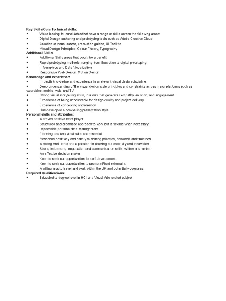 Key Skills/Core Technical Skills | PDF