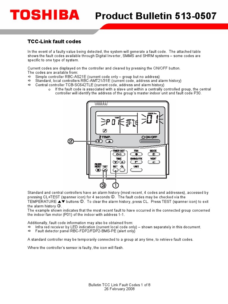 Toshiba TCC Link Fault Codes | PDF | Power Inverter | Printed Circuit Board